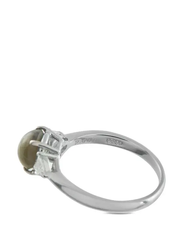 LB EXCLUSIVE Platinum Diamond And Cat's Eye Ring