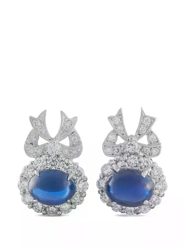LB EXCLUSIVE Diamond And Sapphire Bow Earrings - Silver