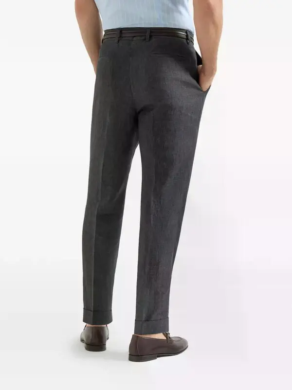 Brunello Cucinelli Pleated Délavé Linen Trousers - Grey