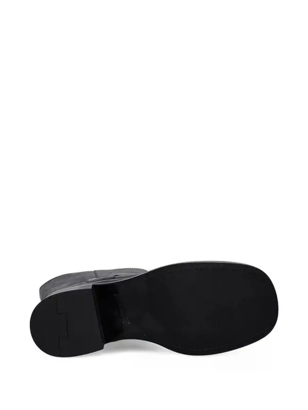 Just Cavalli Leather Harness Detail Block Heel Boots