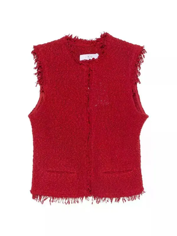 IRO PARIS Frayed Trim Sleeveless Vest - Red