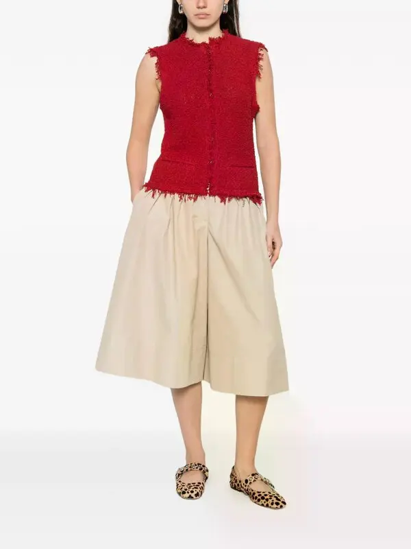 IRO PARIS Frayed Trim Sleeveless Vest - Red