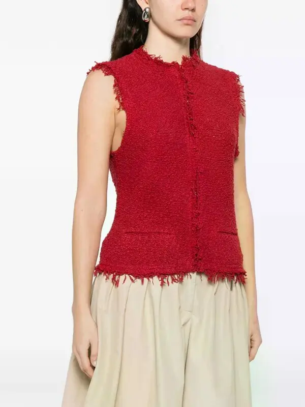 IRO PARIS Frayed Trim Sleeveless Vest - Red