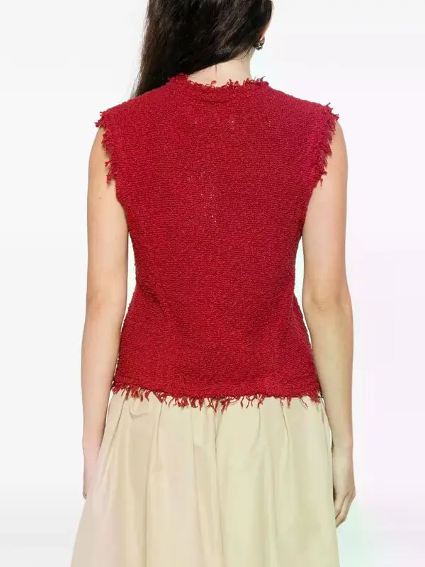 IRO PARIS Frayed Trim Sleeveless Vest - Red