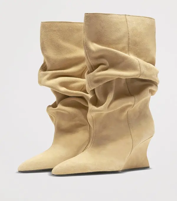 Balmain Suede Wedge Ankle Boots 60
