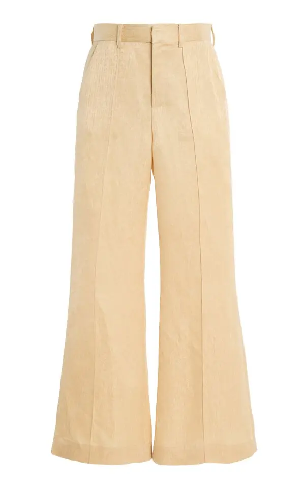 Rosie Assoulin Paneled And Piped Linen-blend Flared Pants