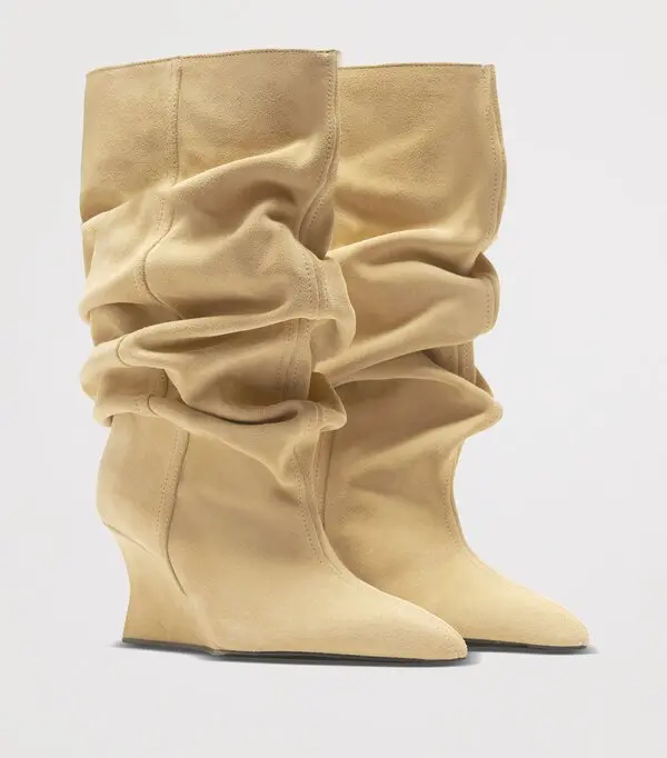 Balmain Suede Wedge Ankle Boots