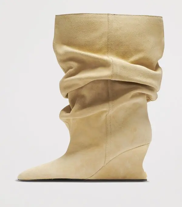 Balmain Suede Wedge Ankle Boots