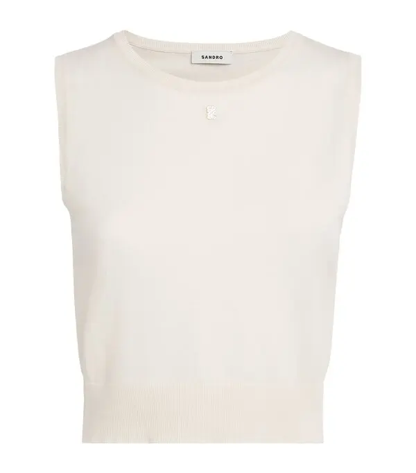 Sandro Cotton-blend Tank Top - Beige