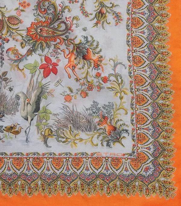 Etro Cotton-silk Printed Scarf - Blue