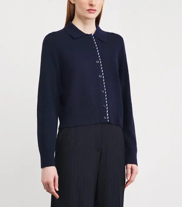 Sandro Wool-cashmere Stripe Cardigan - Blue