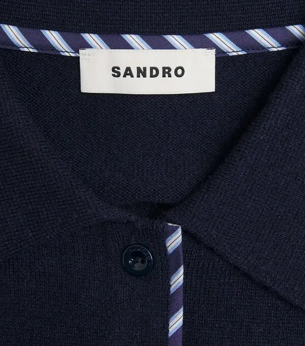 Sandro Wool-cashmere Stripe Cardigan - Blue