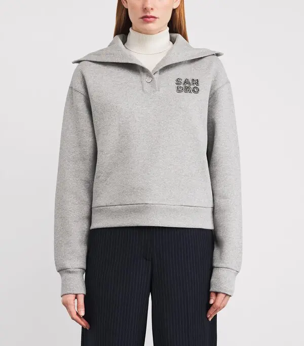 Sandro Cotton-blend Embroidered Pullover