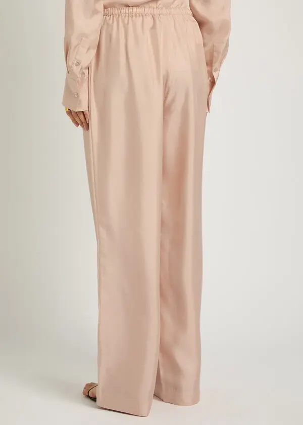 RÓHE Drawstring Straight-leg Silk Trousers - Rose