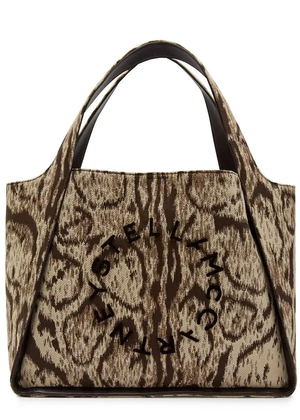 Stella McCartney Logo Leopard-jacquard Canvas Tote Bag