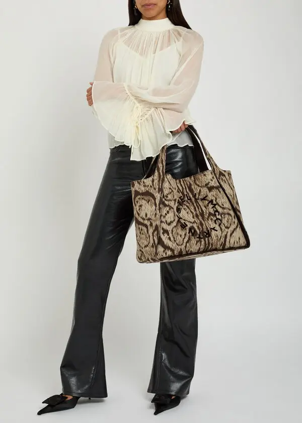 Stella McCartney Logo Leopard-jacquard Canvas Tote Bag