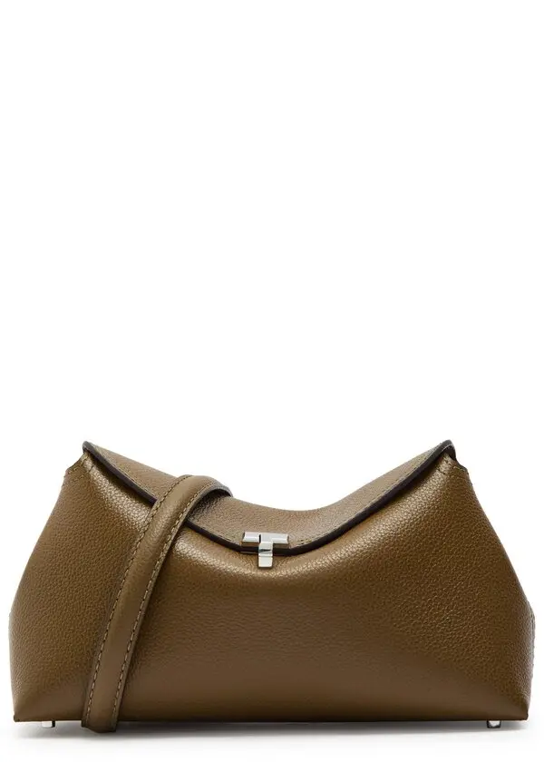TOTEME T-lock Grained Leather Clutch