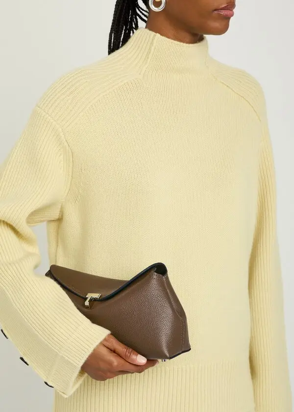 TOTEME T-lock Grained Leather Clutch