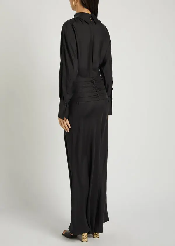 RÓHE Tuxedo-style Silk Midi Dress - Black