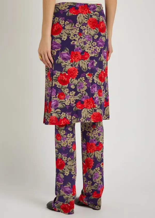 Acne Studios Intessa Skirt-effect Floral Stretch-jersey Trousers - Multicoloured