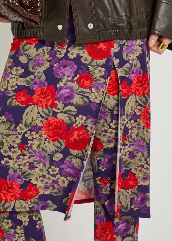 Acne Studios Intessa Skirt-effect Floral Stretch-jersey Trousers - Multicoloured