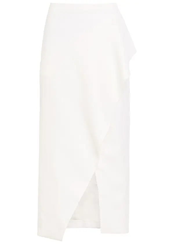 Khaite Jaia Wrap-effect Wool Midi Skirt