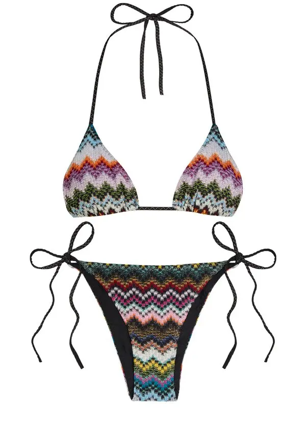 Missoni Zigzag Metallic-knit Triangle Bikini - Multicoloured