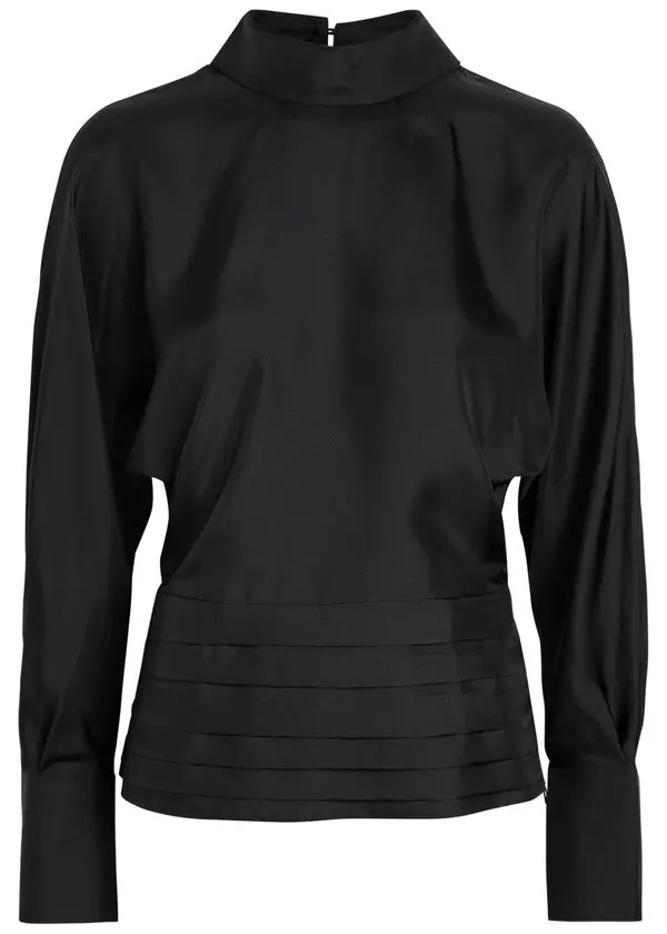 RÓHE Reversed-collar Silk Top - Black