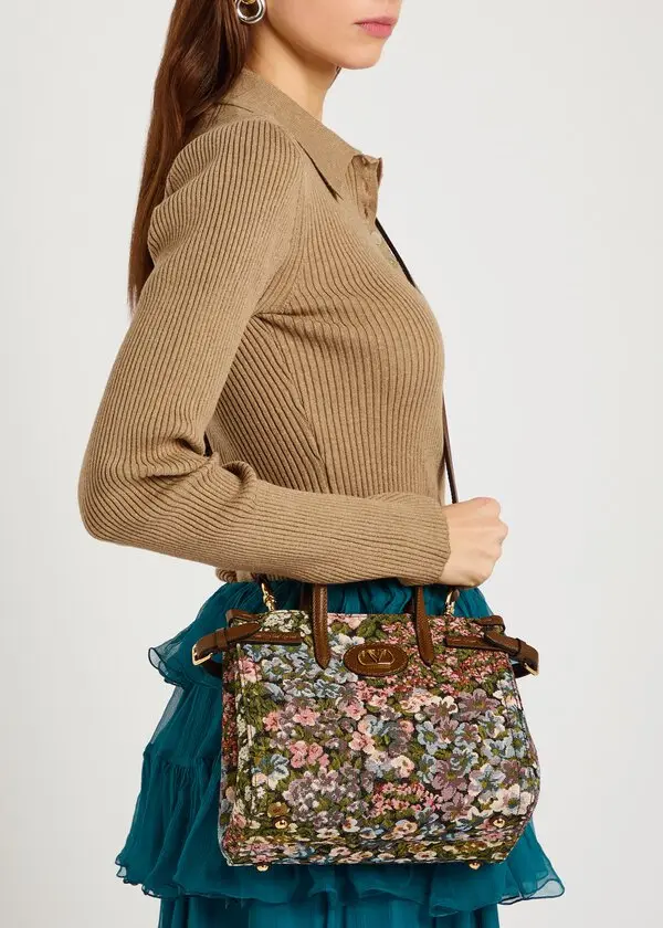 Valentino Garavani Antibes Small Floral-jacquard Tote Bag - Multicoloured