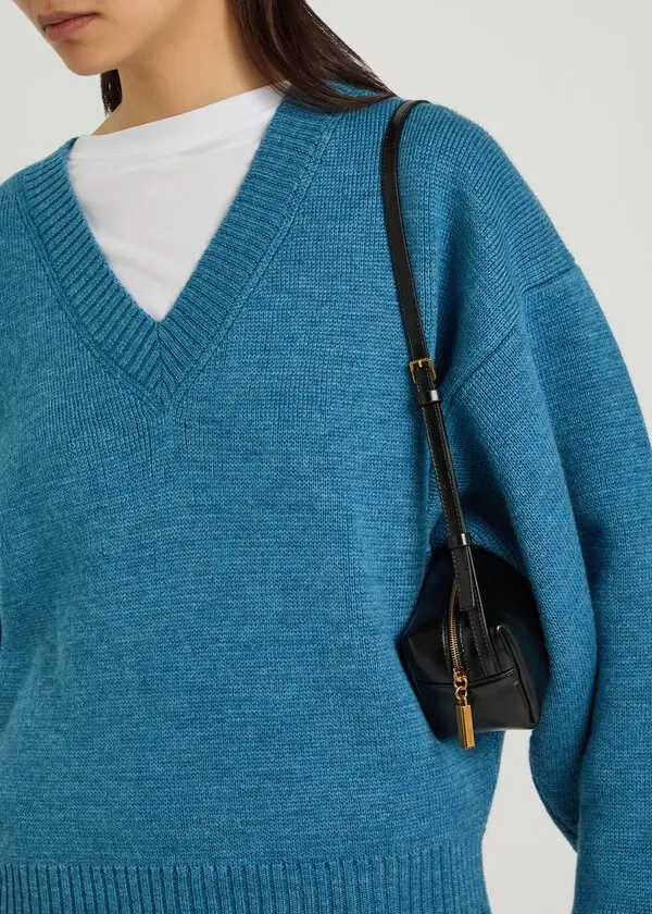 RÓHE V-neck Wool Jumper - Blue