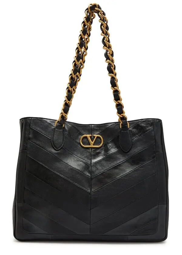 Valentino Garavani Logo-plaque Chevron Leather Tote Bag