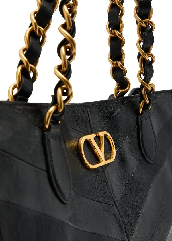 Valentino Garavani Logo-plaque Chevron Leather Tote Bag