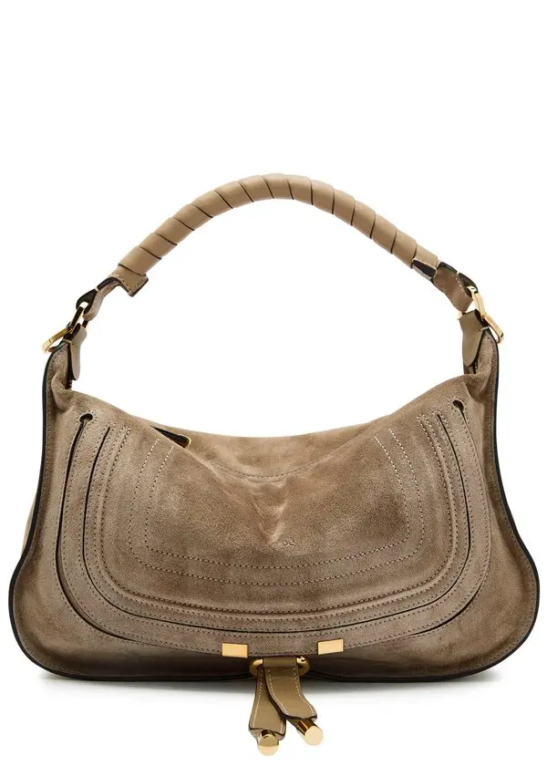 Chloé Marcie Small Suede Shoulder Bag - Taupe
