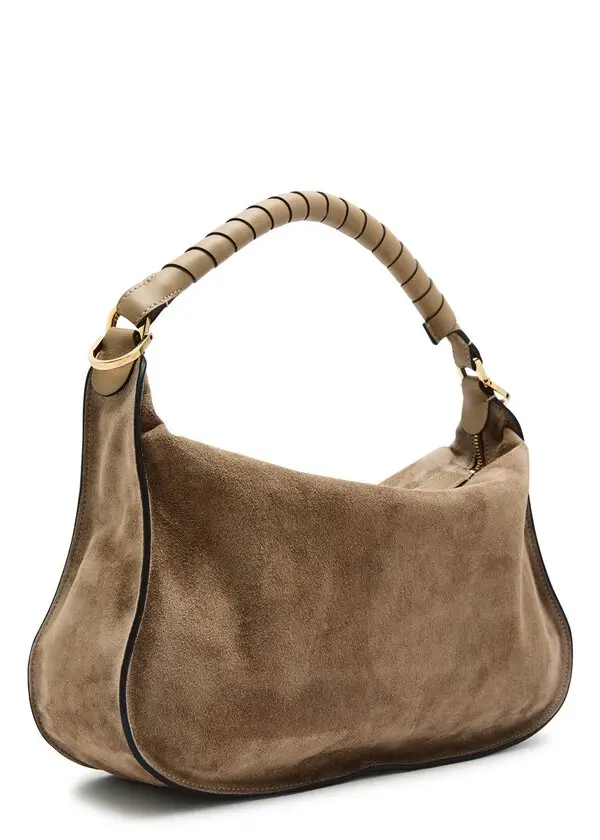 Chloé Marcie Small Suede Shoulder Bag - Taupe