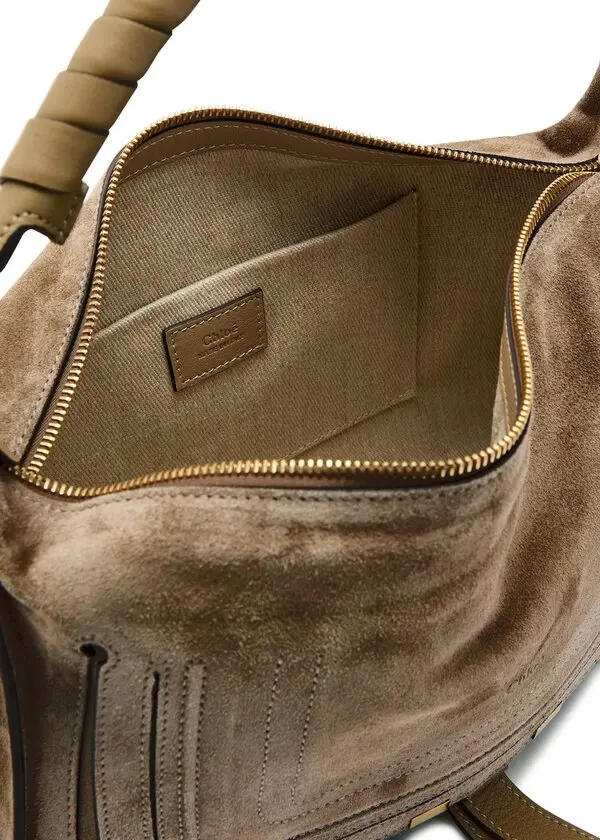 Chloé Marcie Small Suede Shoulder Bag - Taupe