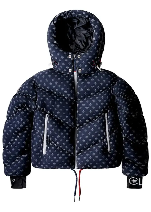 MALIBU SKI CLUB Ditzy Cropped Puffer Jacket - Navy
