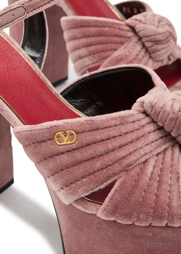 Valentino Garavani Crasher Vlogo Velvet Platform Sandals - Pink