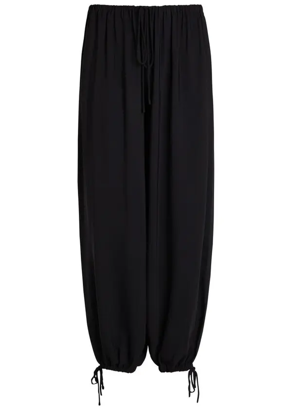Tove Estelia Draped Barrel-leg Crepe Trousers - Black