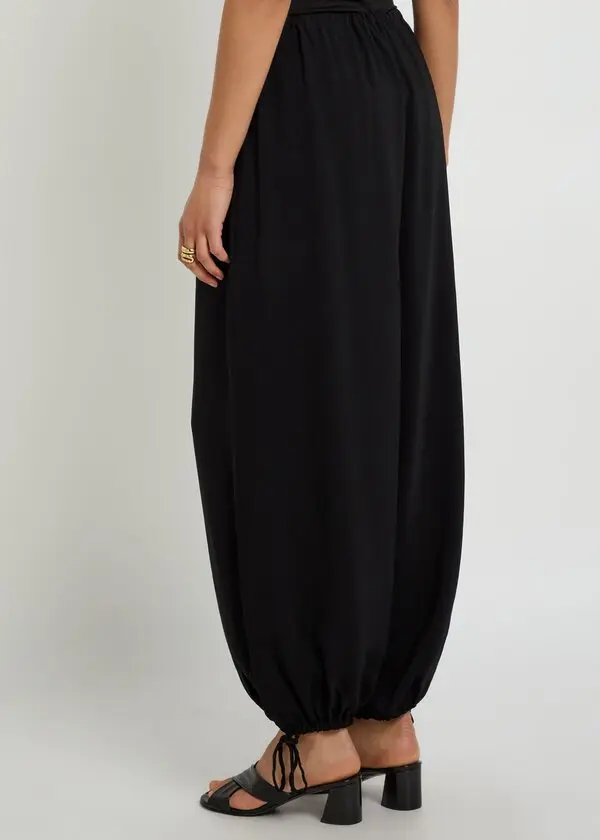 Tove Estelia Draped Barrel-leg Crepe Trousers - Black
