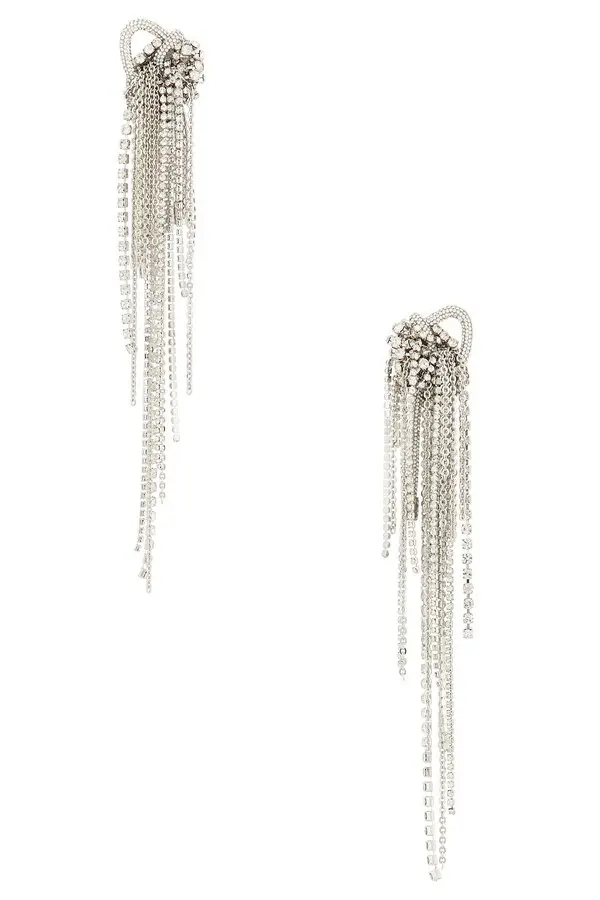 AREA Chain Earrings - Clear Crystal & Silver