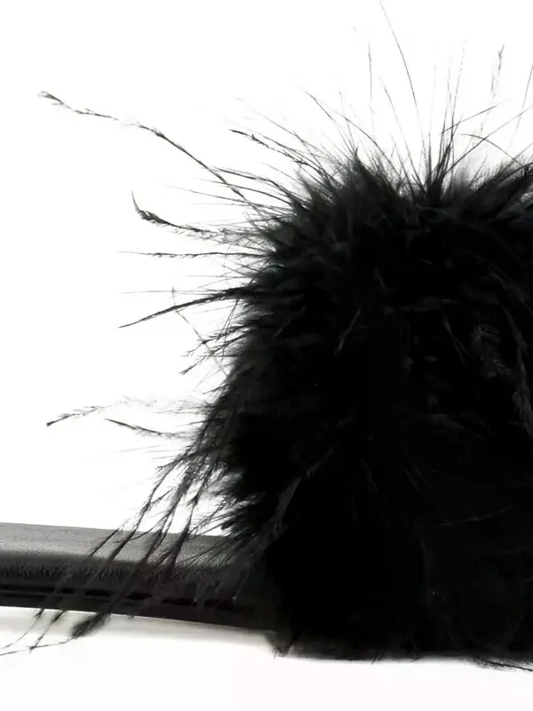 PAUL WARMER Feather Flat Sandals - Black
