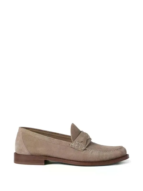 Brunello Cucinelli Twisted Suede Loafers - Neutrals
