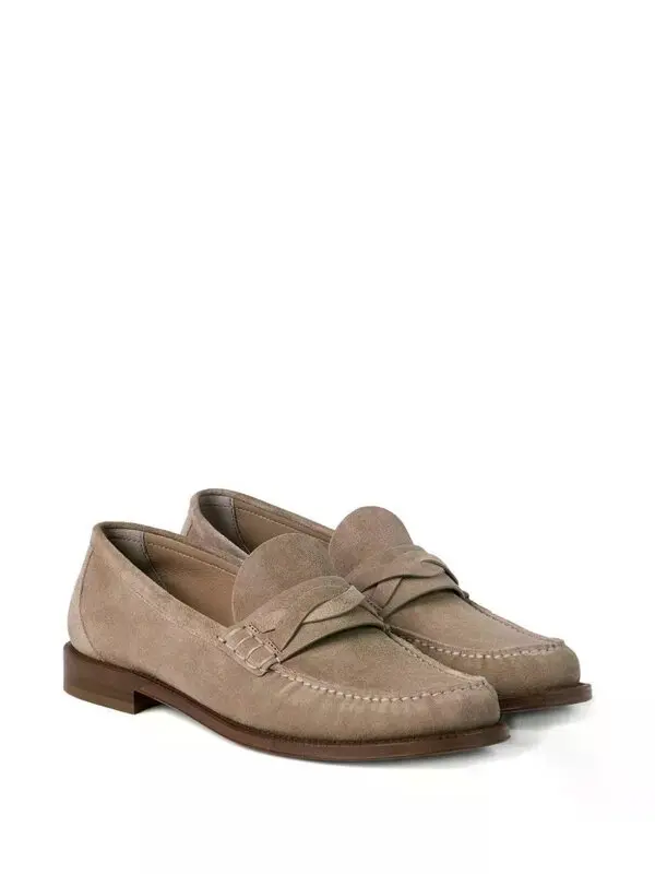 Brunello Cucinelli Twisted Suede Loafers - Neutrals