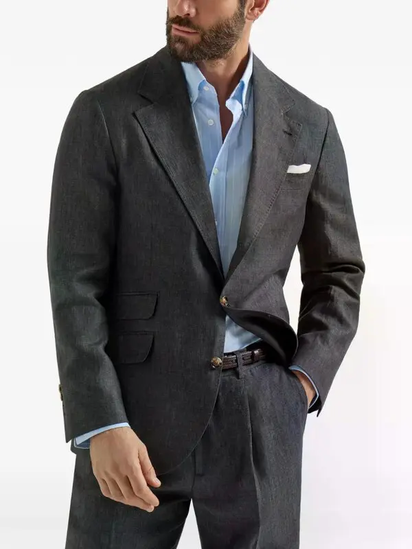 Brunello Cucinelli Délave Linen Blazer - Grey