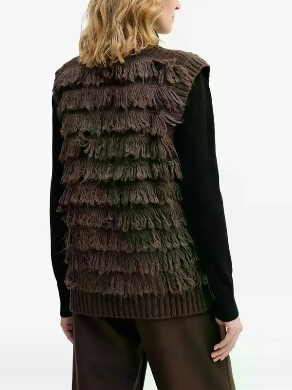 Sisley Fringed Sleeveless Cardigan