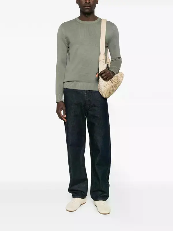 Malo Crew-neck Sweater With Ribbed Trims