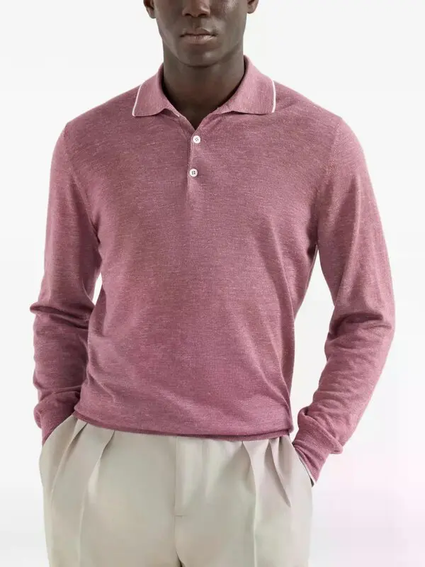 Brunello Cucinelli Long-sleeve Polo Shirt - Red