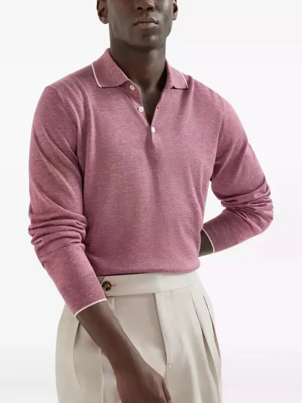 Brunello Cucinelli Long-sleeve Polo Shirt - Red