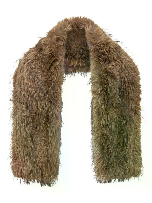 GANNI Fur Scarf - Brown