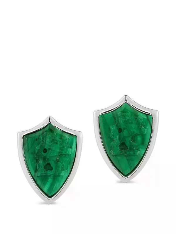 Mateo Malachite Lion Shield Cufflinks - Silver